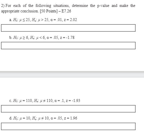 Solved 2) For each of the following situations, determine | Chegg.com