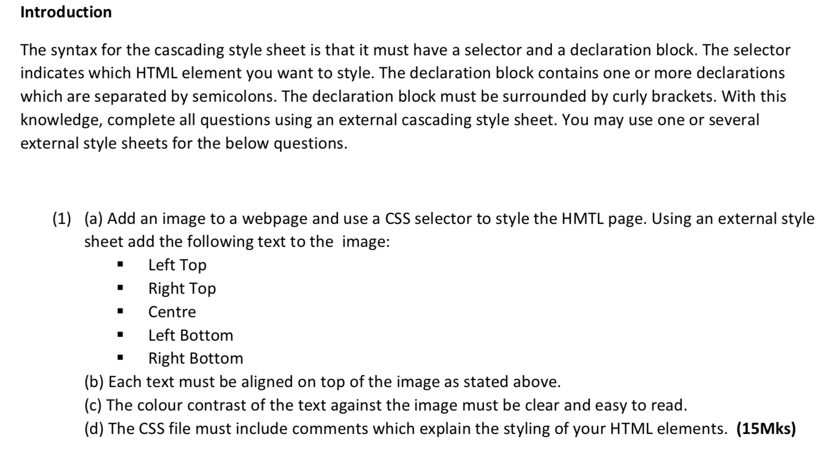 Solved Introduction The syntax for the cascading style sheet | Chegg.com