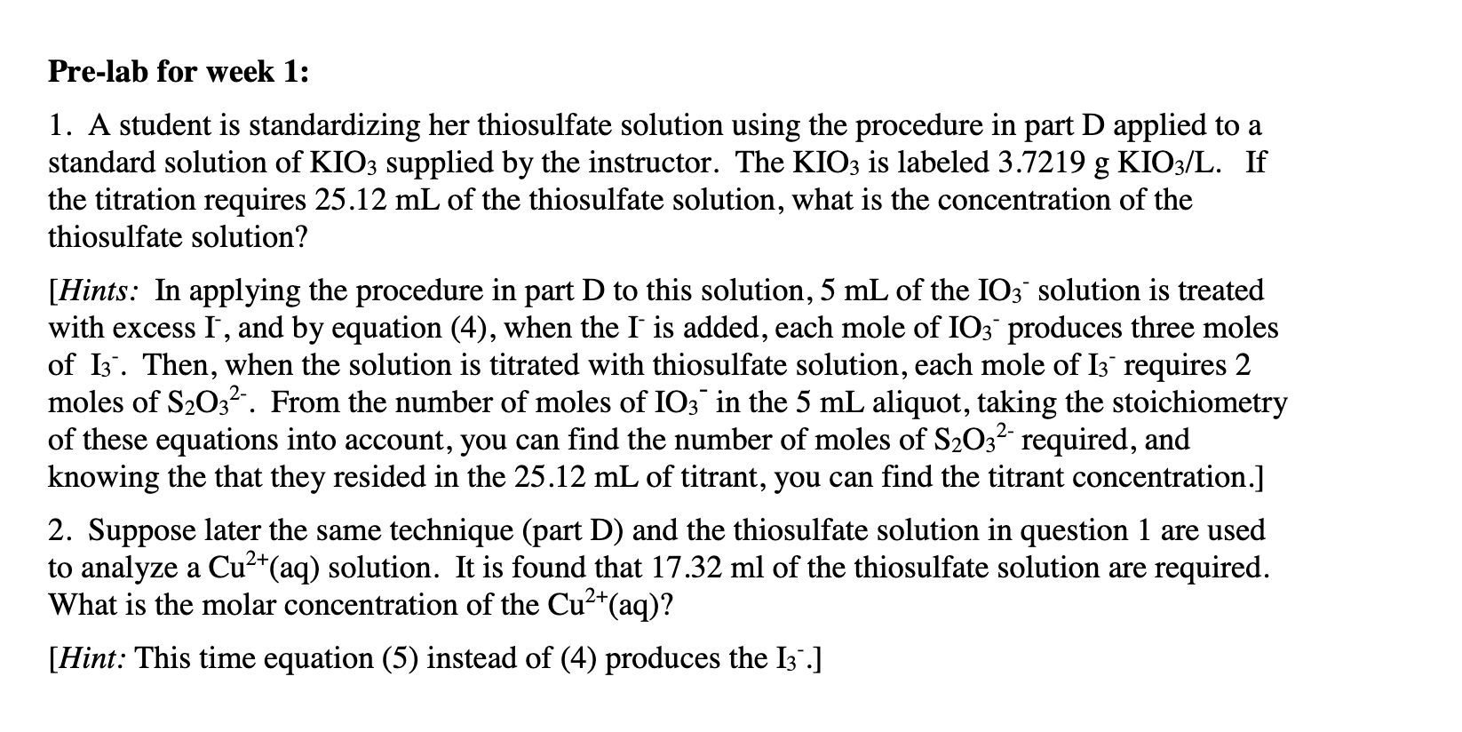 Solved Multiple Equilibria: Solubility of Copper Iodate | Chegg.com