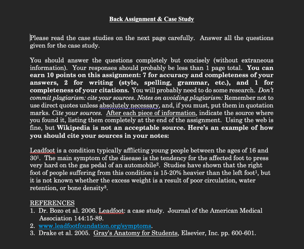 Back Assignment \& Case Study Please read the case | Chegg.com