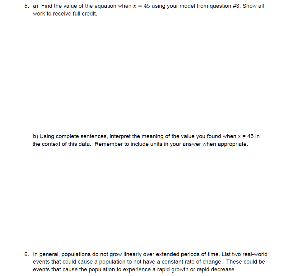 Solved Modeling Denver Population Data According to data | Chegg.com