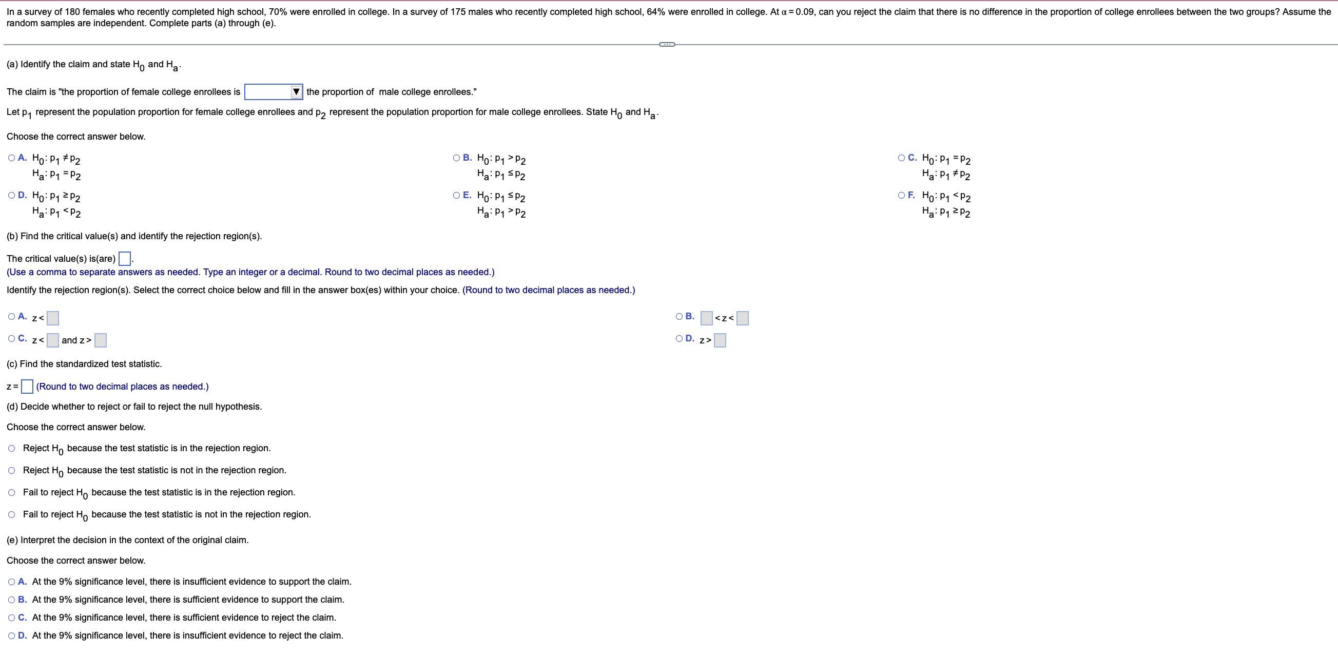Solved random samples are independent. Complete parts (a) | Chegg.com
