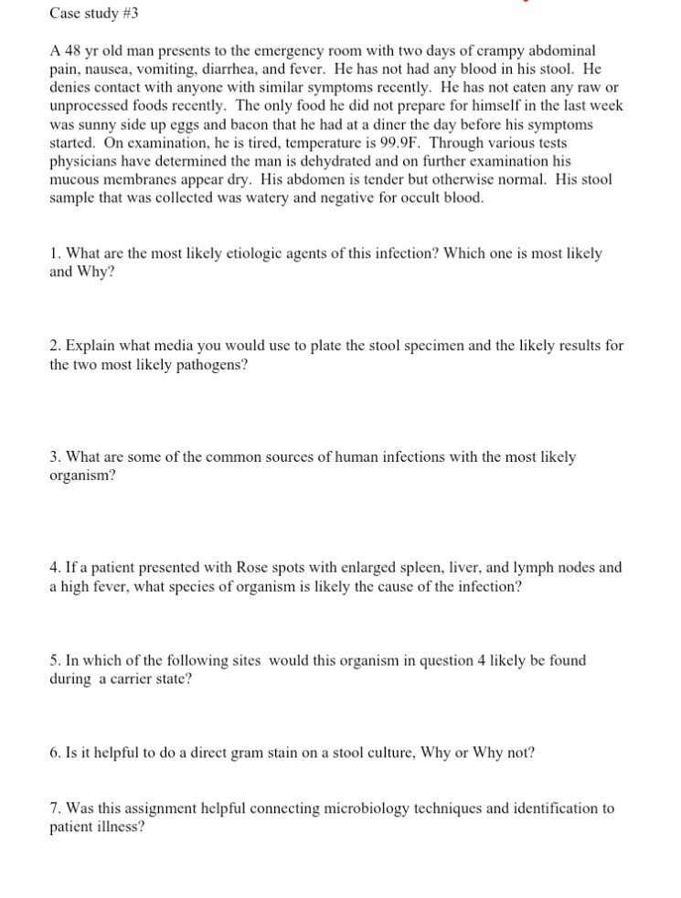 Solved Case study #3 A 48 yr old man presents to the | Chegg.com