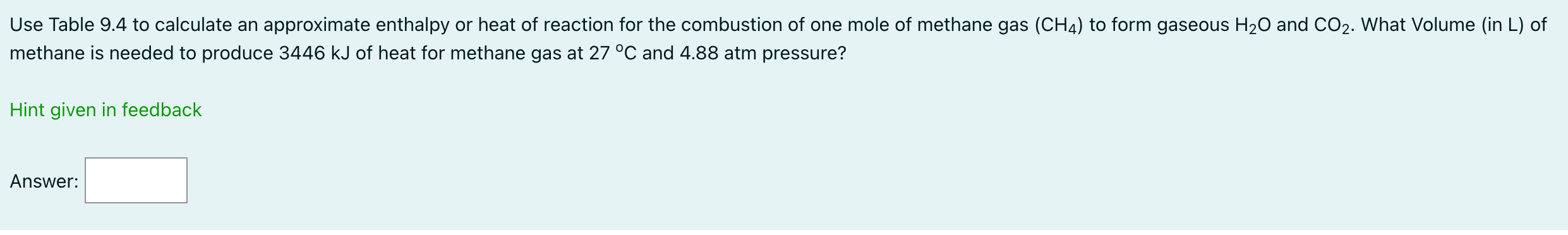Use Table 9.4 to calculate an approximate enthalpy or | Chegg.com