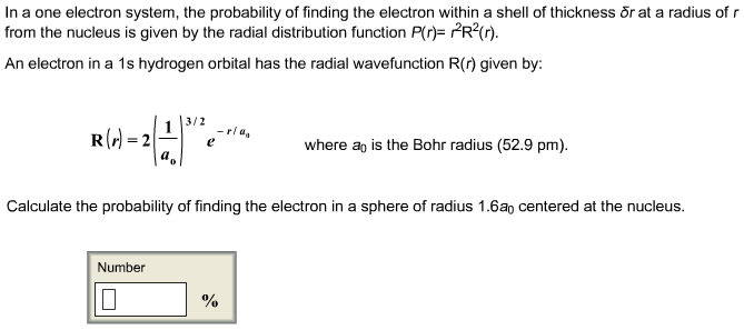 Solved In a one electron system, the probability of finding | Chegg.com