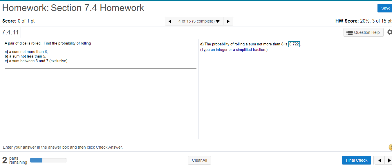 Solved Homework Section 7 4 Homework Save Score 0 Of 1 Pt