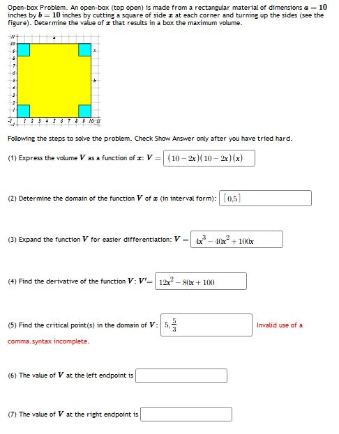 Solved Open-box Problem. An open-box (top open) is made from | Chegg.com