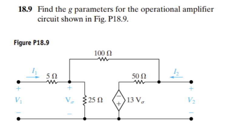 Solved 18.9 ﻿Find the \( ﻿g \) ﻿parameters for the | Chegg.com