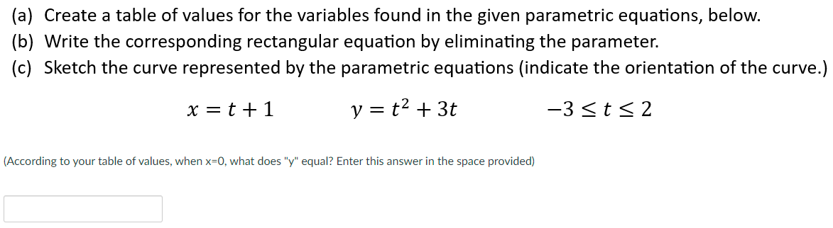 Solved (a) Create a table of values for the variables found | Chegg.com