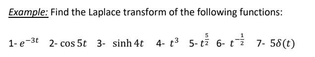 Solved Example: Find the Laplace transform of the following | Chegg.com
