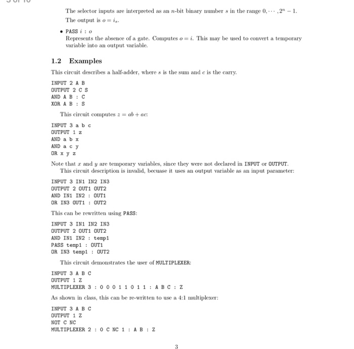 Solved 1 Specification Language In this language, circuits | Chegg.com