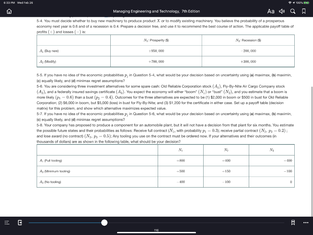 Solved 6:33 PM Wed Feb 26 1 100% Managing Engineering and | Chegg.com