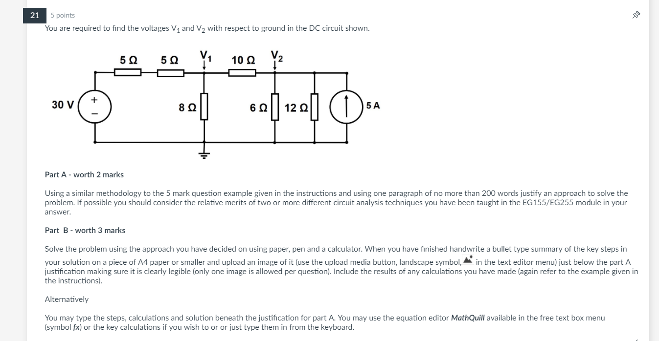 Solved 21 5 points You are required to find the voltages V1 | Chegg.com