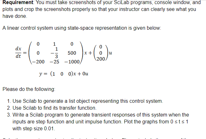 Solved Requirement: You must take screenshots of your SciLab | Chegg.com