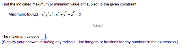 Solved Find the indicated maximum or minimum value of f | Chegg.com