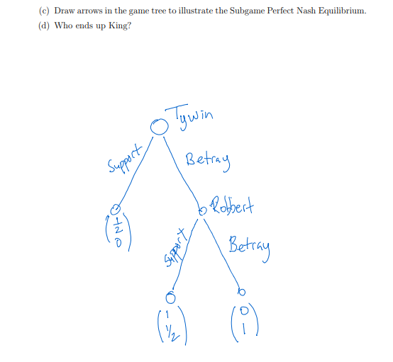 Solved (c) Draw arrows in the game tree to illustrate the | Chegg.com