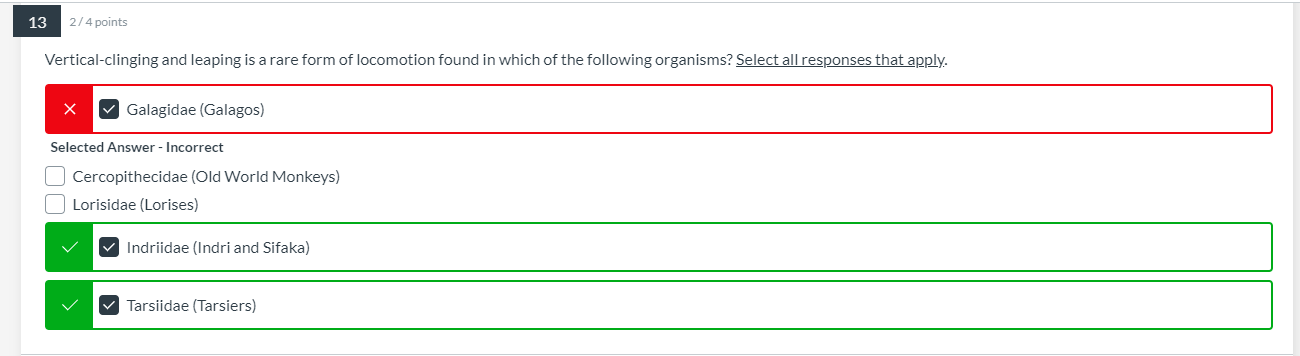 Solved 13 2/4 points Vertical-clinging and leaping is a rare | Chegg.com