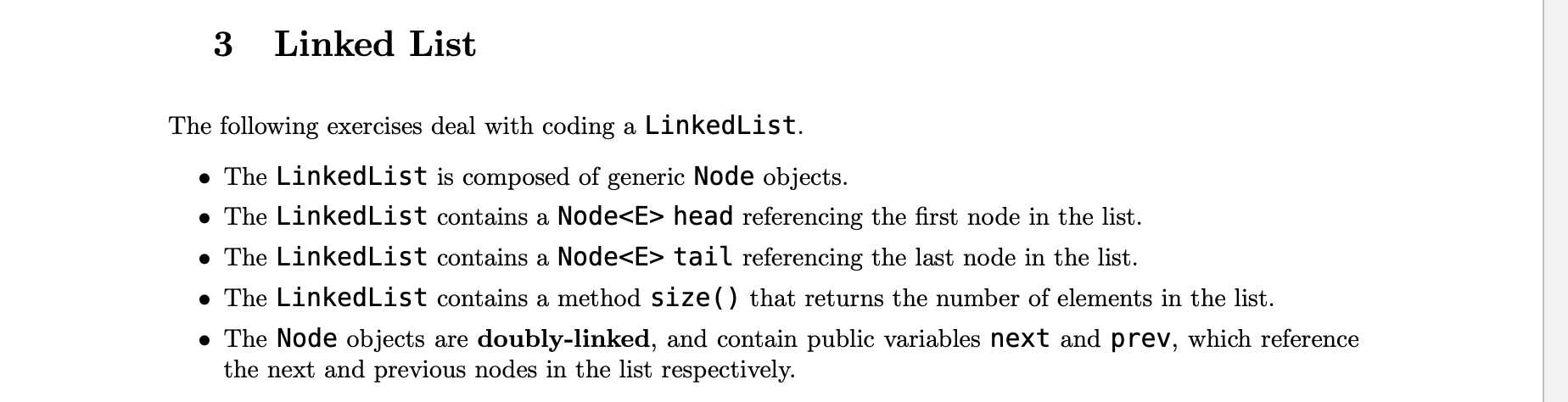 Solved 3 Linked List The following exercises deal with | Chegg.com