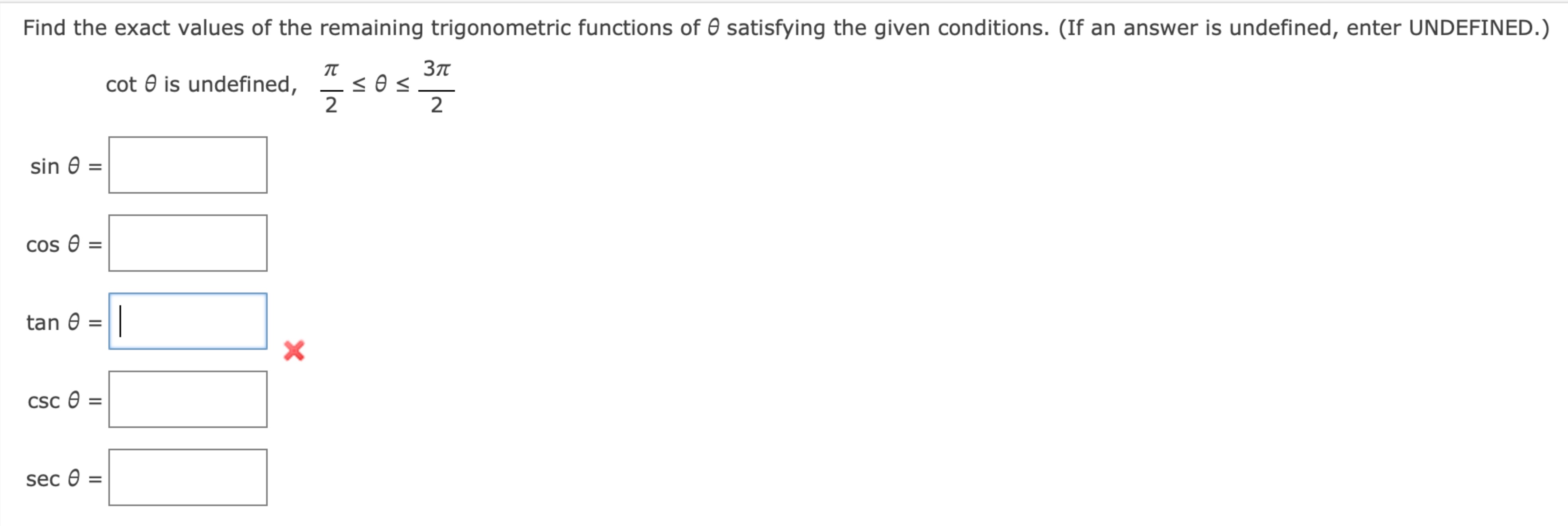 Solved Find the exact values of the remaining trigonometric | Chegg.com