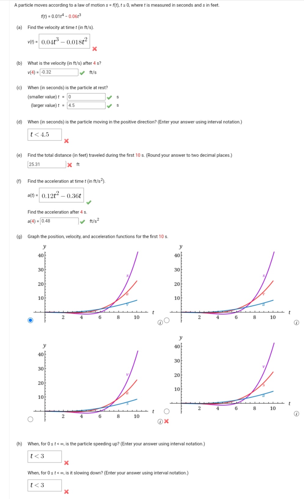 Solved A particle moves according to a law of motion | Chegg.com