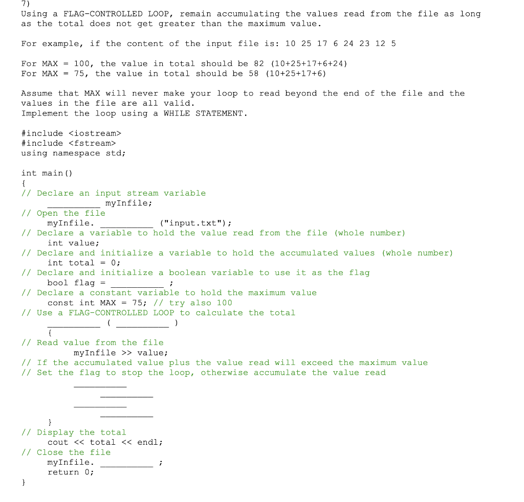Solved 7) Using a FLAG-CONTROLLED LOOP, remain accumulating | Chegg.com