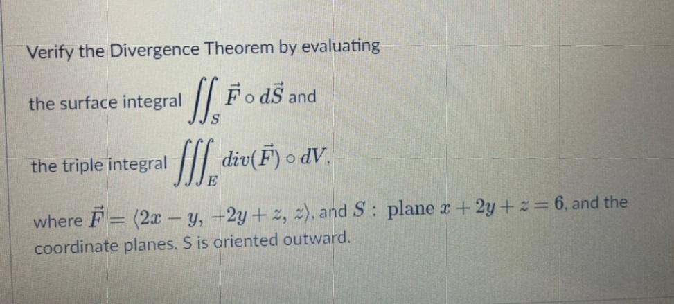 Solved Verify the Divergence Theorem by evaluating the | Chegg.com