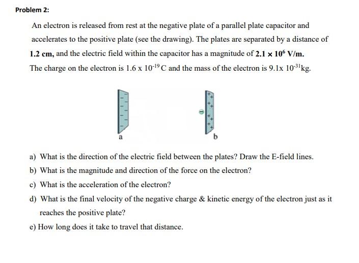 Solved Problem 2 An Electron Is Released From Rest At The