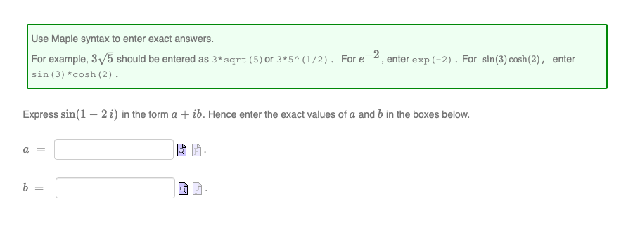 Solved Use Maple syntax to enter exact answers. For example, | Chegg.com