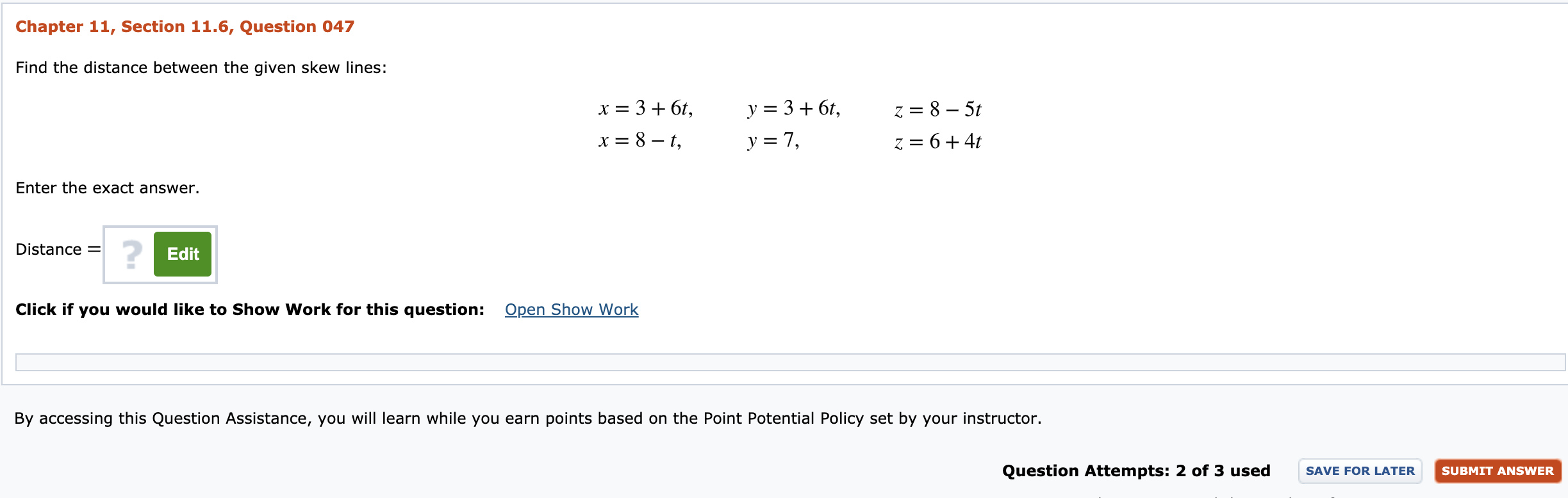 Solved Chapter 11, Section 11.6, Question 047 Find the | Chegg.com