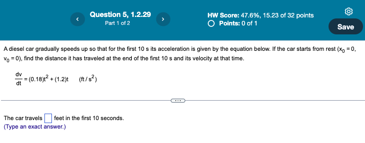 Solved A diesel car gradually speeds up so that for the | Chegg.com