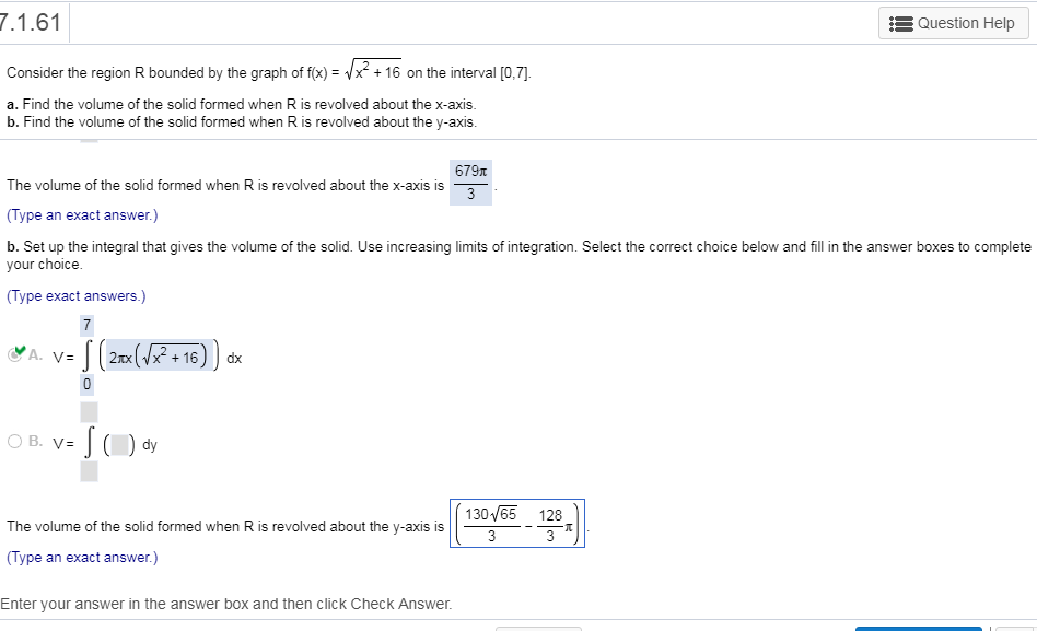 Solved Calculus 2 7.1 : Consider the region R bounded by the | Chegg.com