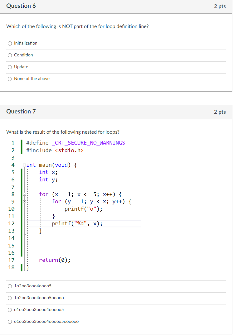 Solved Which of the following is NOT part of the for loop | Chegg.com