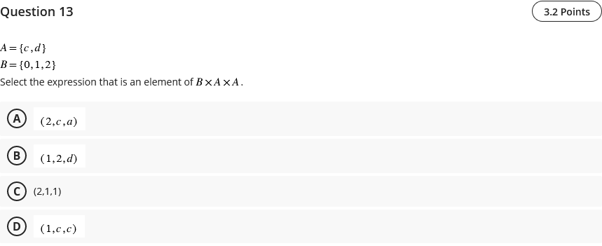 Solved A equals left curly bracket c comma d right curly | Chegg.com