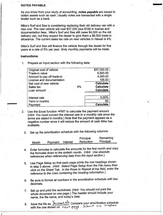 Solved NOTES PAYABLE As you know from your study of | Chegg.com