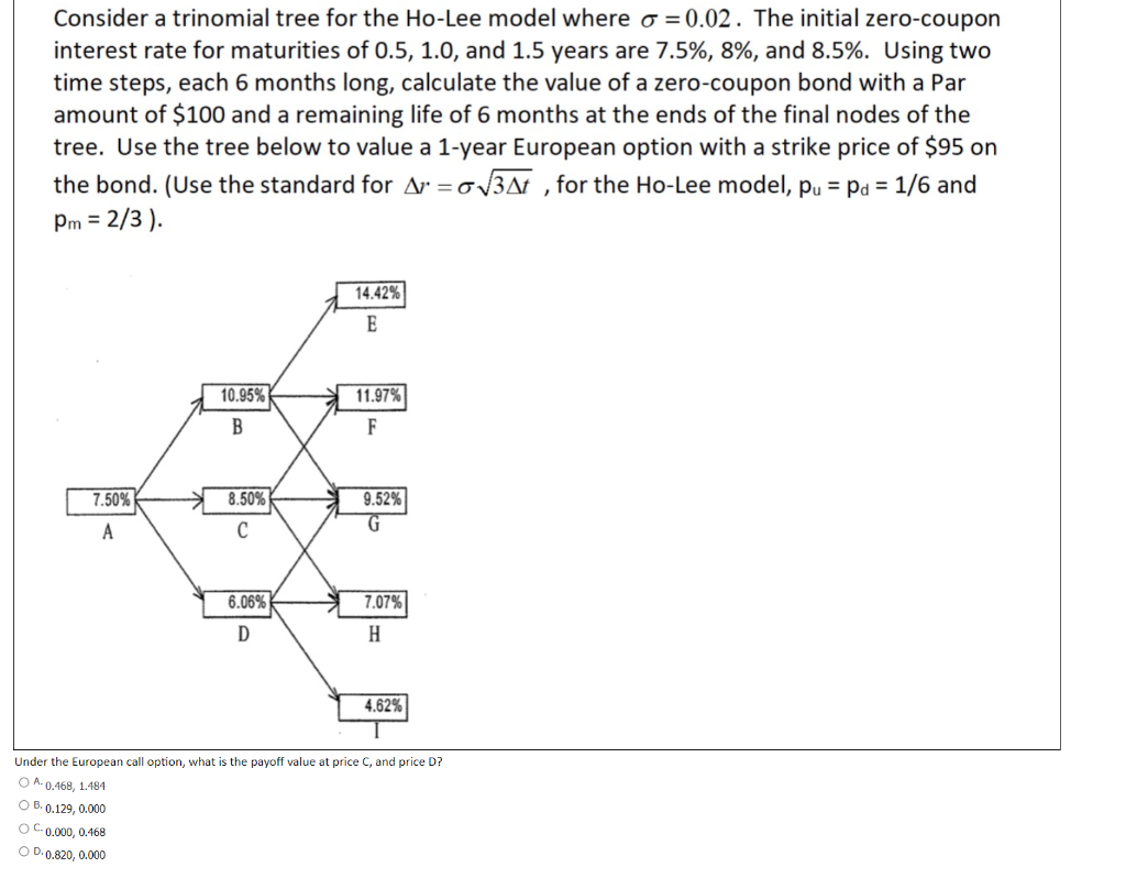 Solved Consider a trinomial tree for the Ho-Lee model where | Chegg.com
