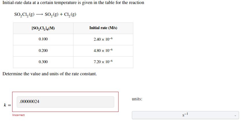 Solved Initial Rate Data At A Certain Temperature Is Given
