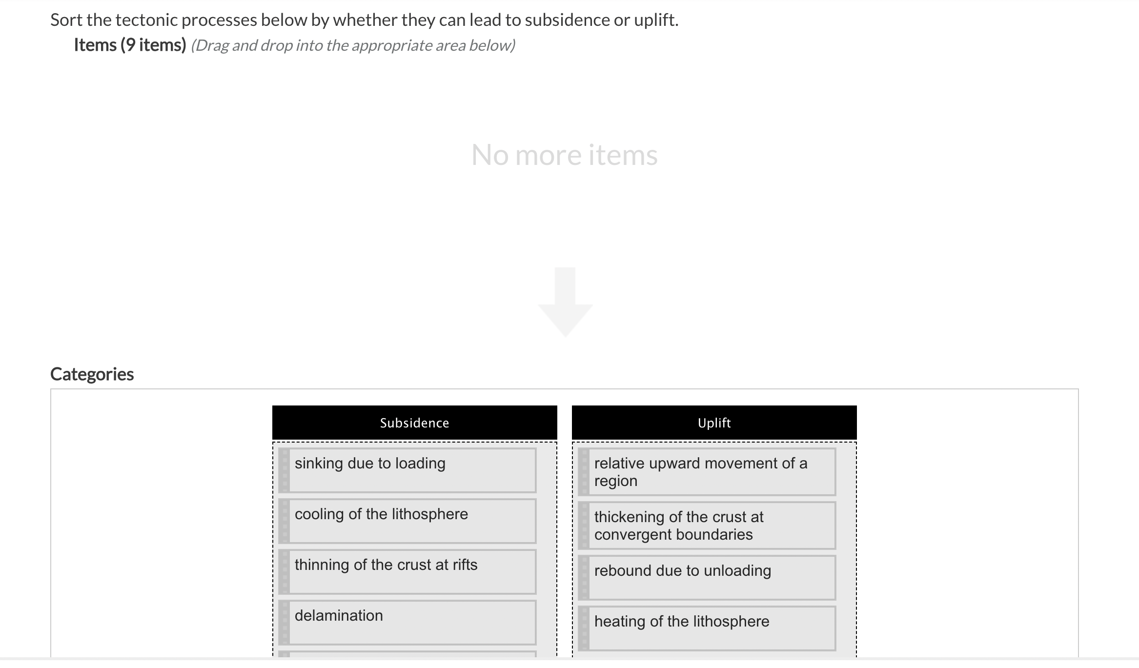 Sort the tectonic processes below by whether they can | Chegg.com