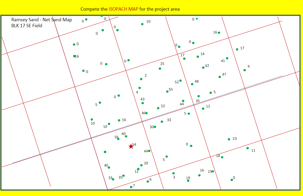 Solved Compete the ISOPACH MAP for the project area 0 0. | Chegg.com