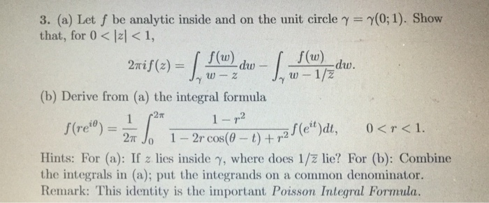 Solved Let f be analytic inside and on the unit circle gamma | Chegg.com