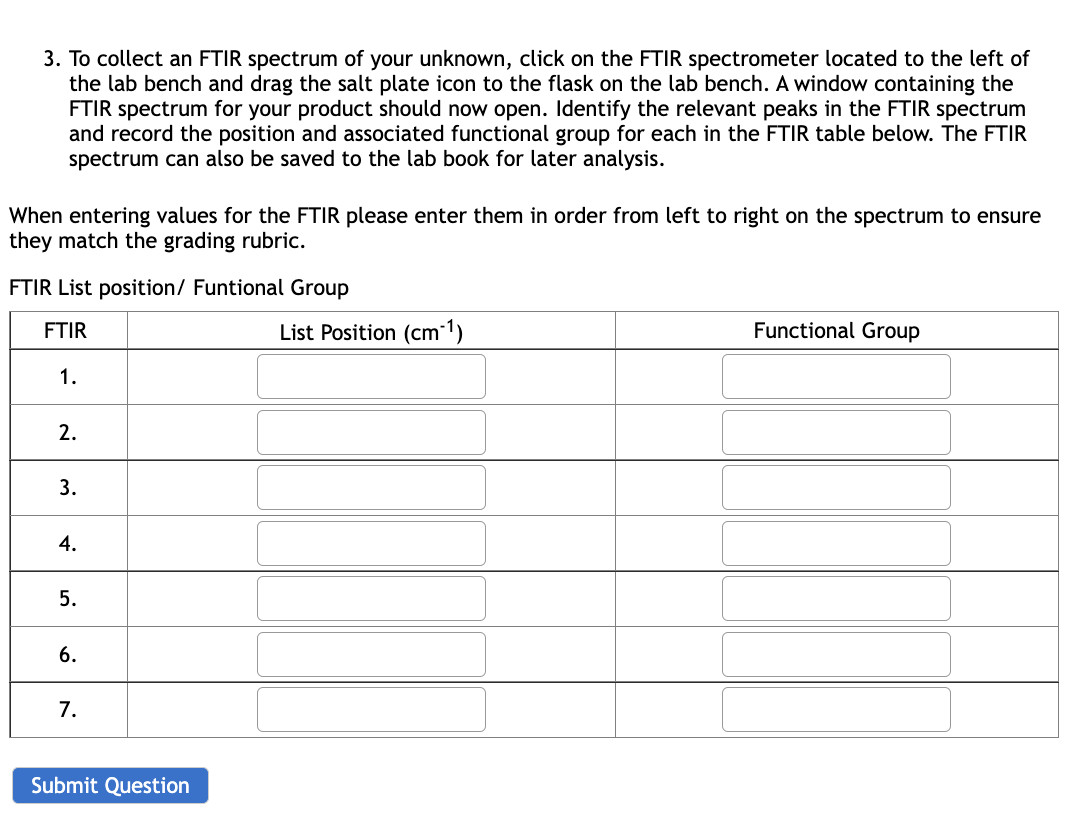 Solved 3. To collect an FTIR spectrum of your unknown, click | Chegg.com