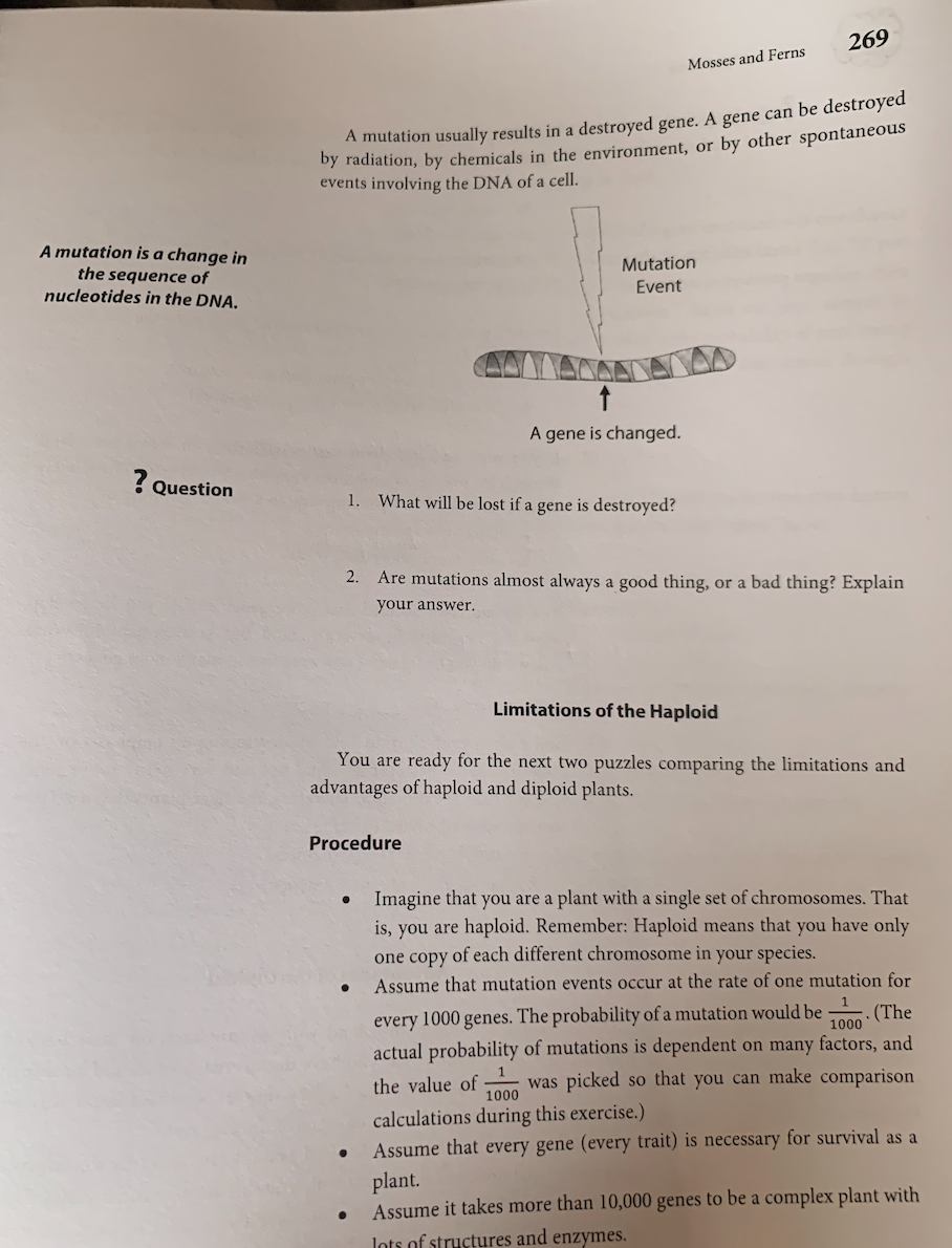 Solved 268 Mosses and Ferns Exercise #2 Which Works Better | Chegg.com