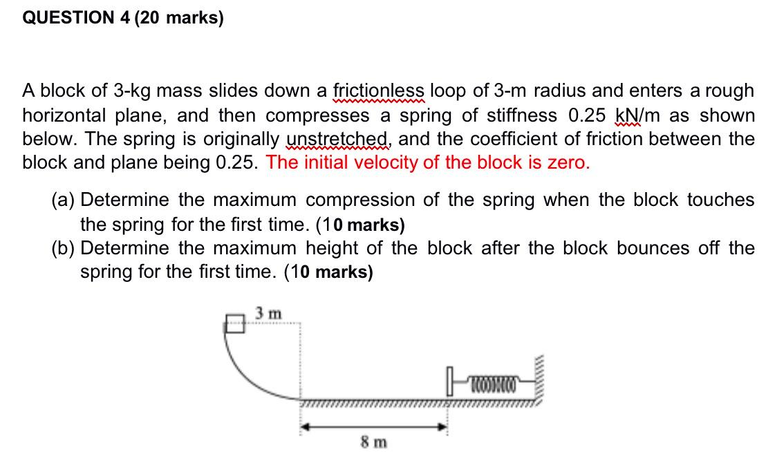Solved A block of 3-kg mass slides down a frictionless loop | Chegg.com