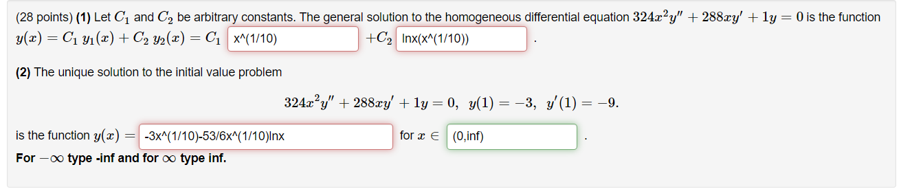 Solved (28 points) (1) Let Cį and C2 be arbitrary constants. | Chegg.com
