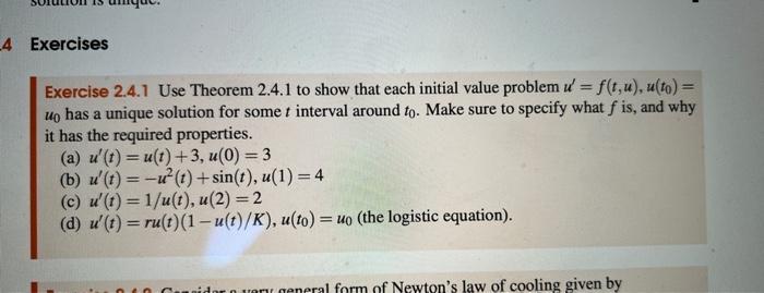 Solved Exercise 2.4.1 Use Theorem 2.4.1 to show that each | Chegg.com
