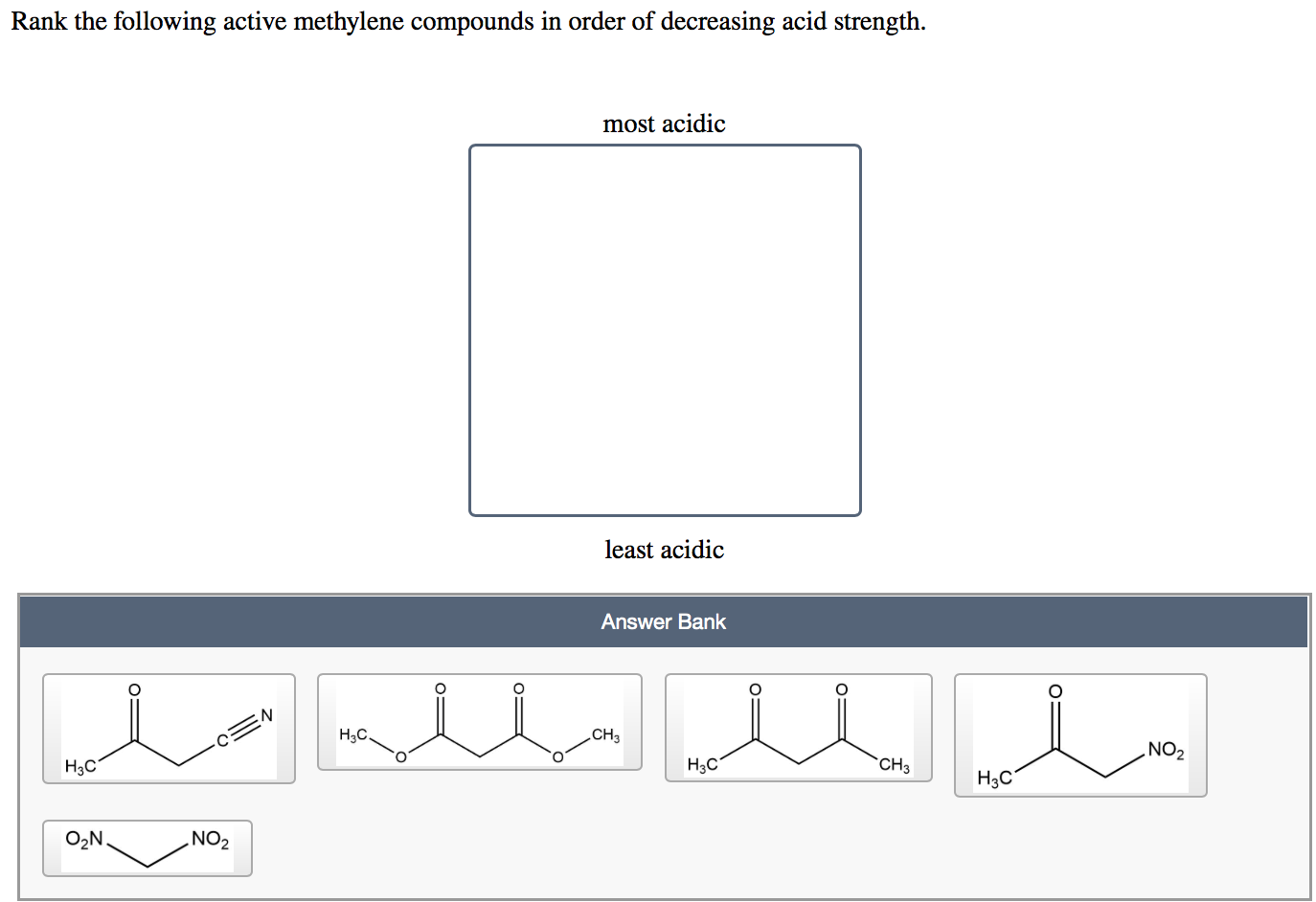 Solved Rank the following active methylene compounds in | Chegg.com