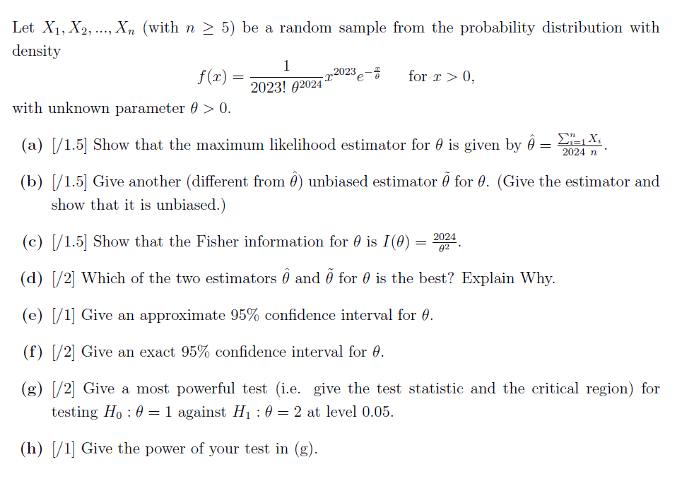 Solved Let x1,x2,dots,xn (with n≥5 ) ﻿be a random sample | Chegg.com