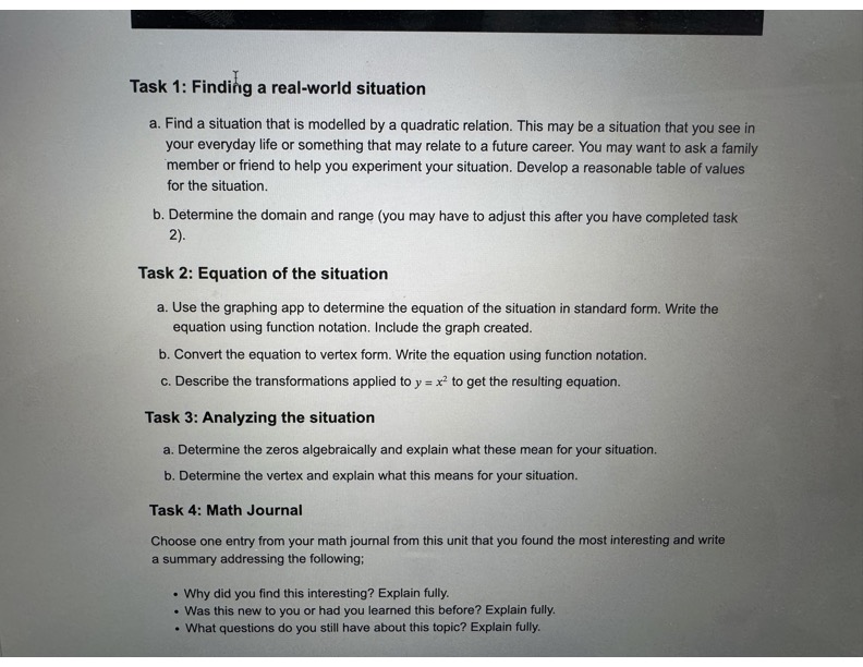 Task 1: Finding a real-world situation a. ﻿Find a | Chegg.com