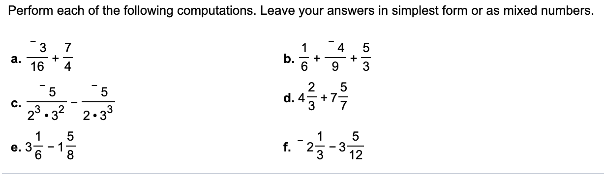 Solved Perform each of the following computations. Leave | Chegg.com