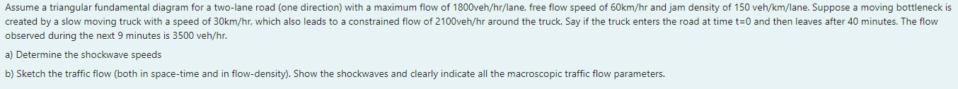 Solved Assume a triangular fundamental diagram for a | Chegg.com