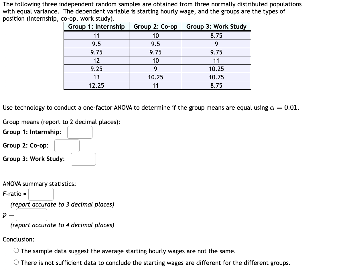 Solved The following three independent random samples are | Chegg.com